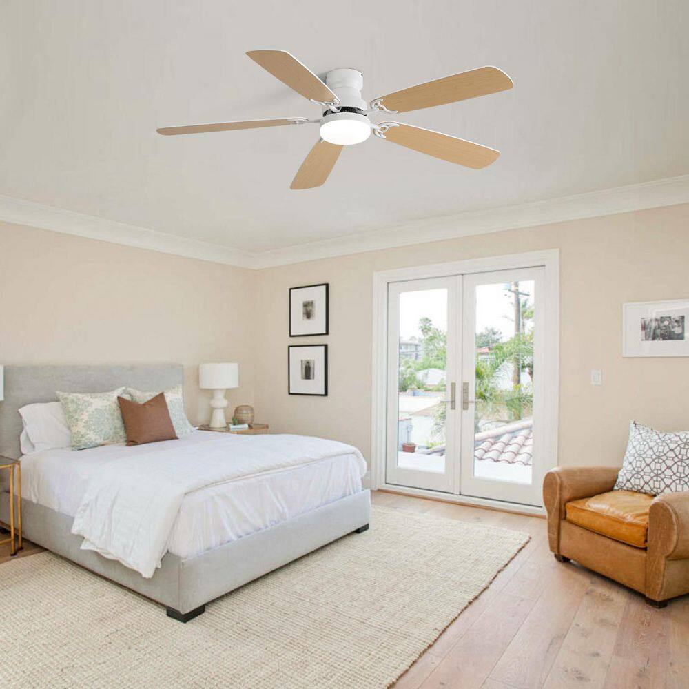 Byteany 52 in. Indoor White Ceiling Fan with Light, 5 MDF Blades ...