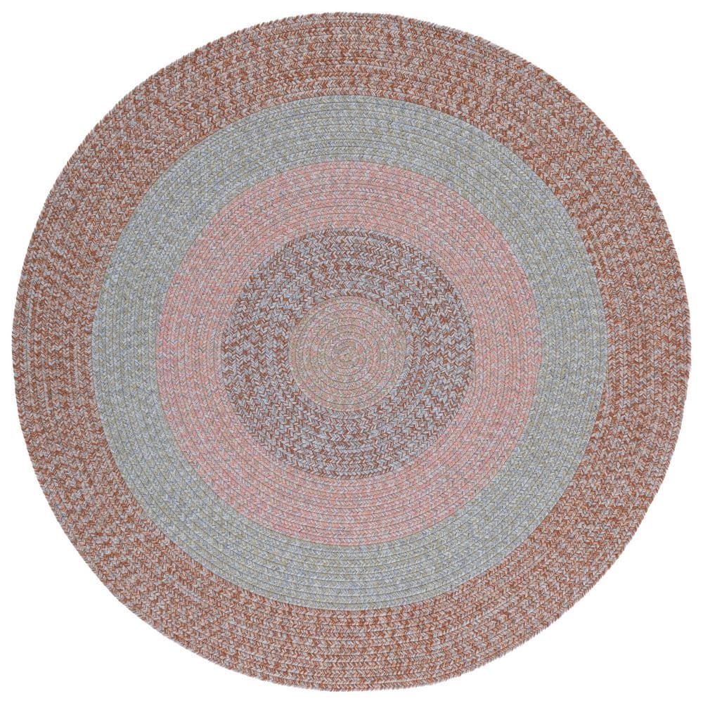 SAFAVIEH Braided Brown/Gray Pink 5 ft. x 5 ft. Machine Washable Solid ...