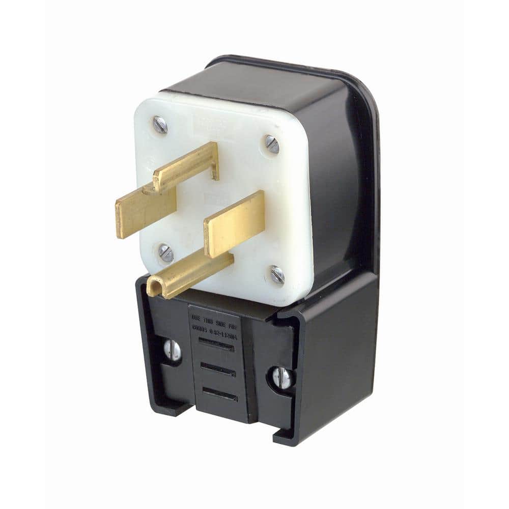 Leviton 30 Amp 125/250-Volt Straight Blade Grounding Angle Plug, Black ...