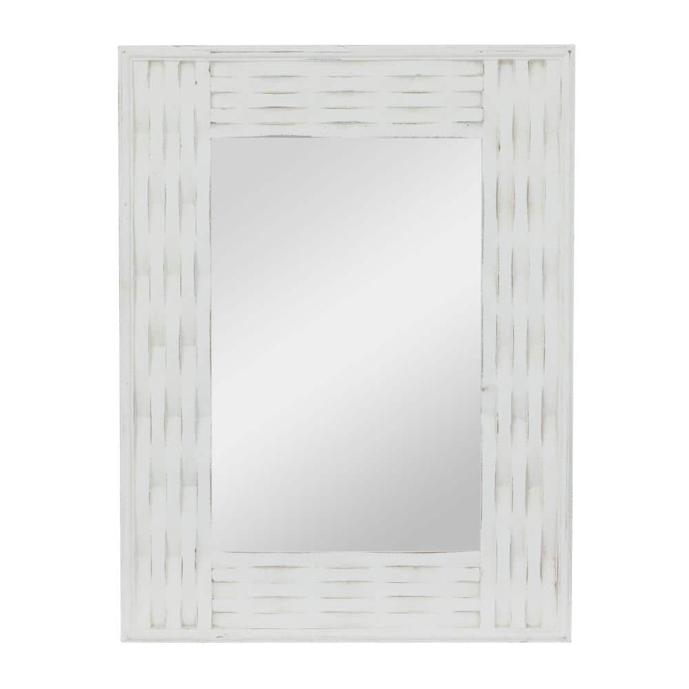 Litton Lane 41 in. x 32 in. Rectangle Framed White Wall Mirror 040404 ...