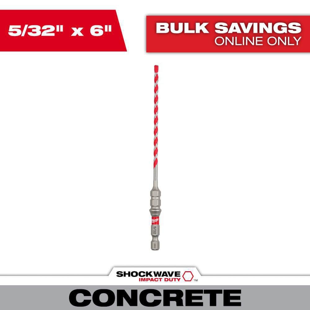 Milwaukee 5/32 in. x 6 in. SHOCKWAVE Carbide Hammer Drill Bit 48-20 ...