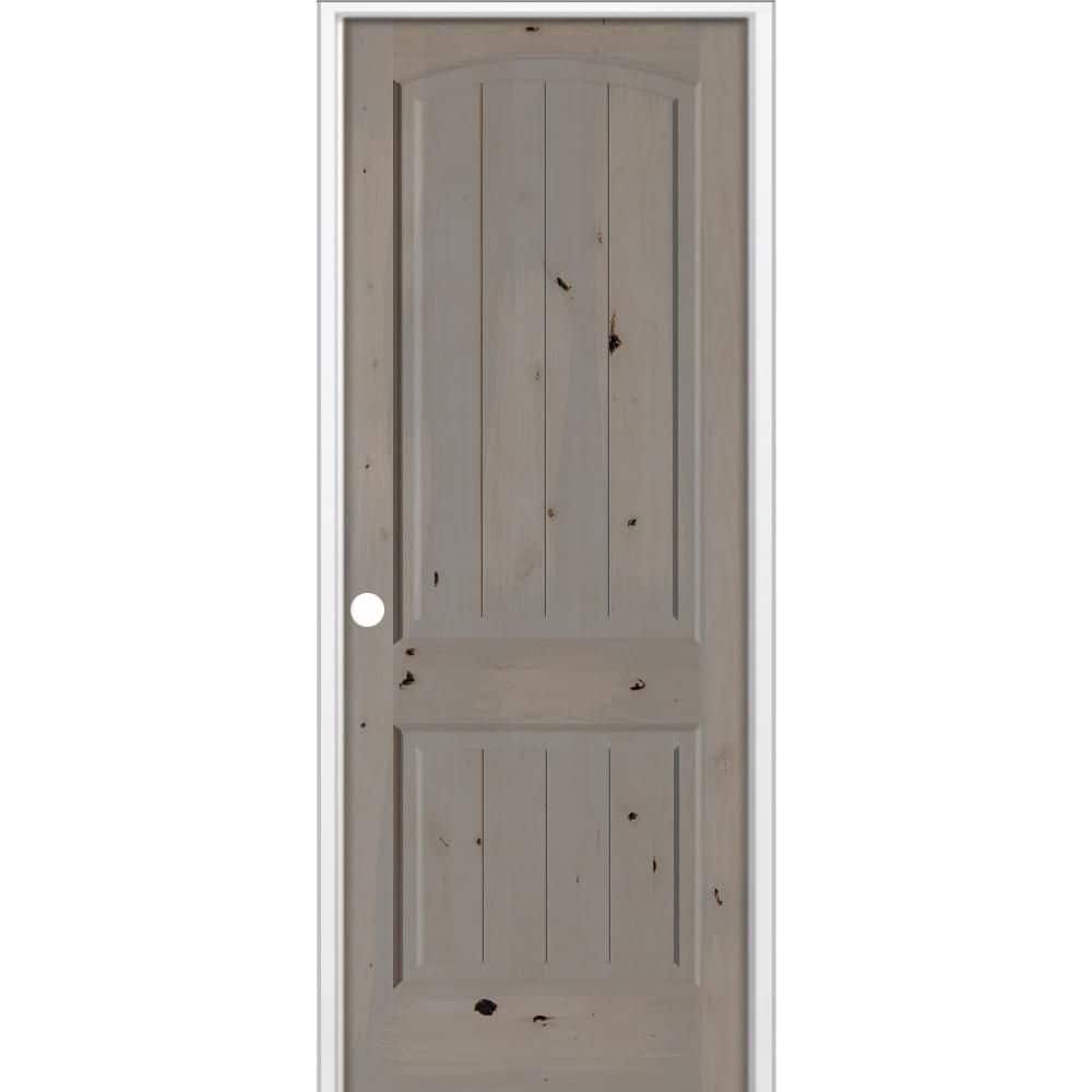 Krosswood Doors 28 in. x 96 in. Rustic 2Panel Arch Top VG Right-Hand ...