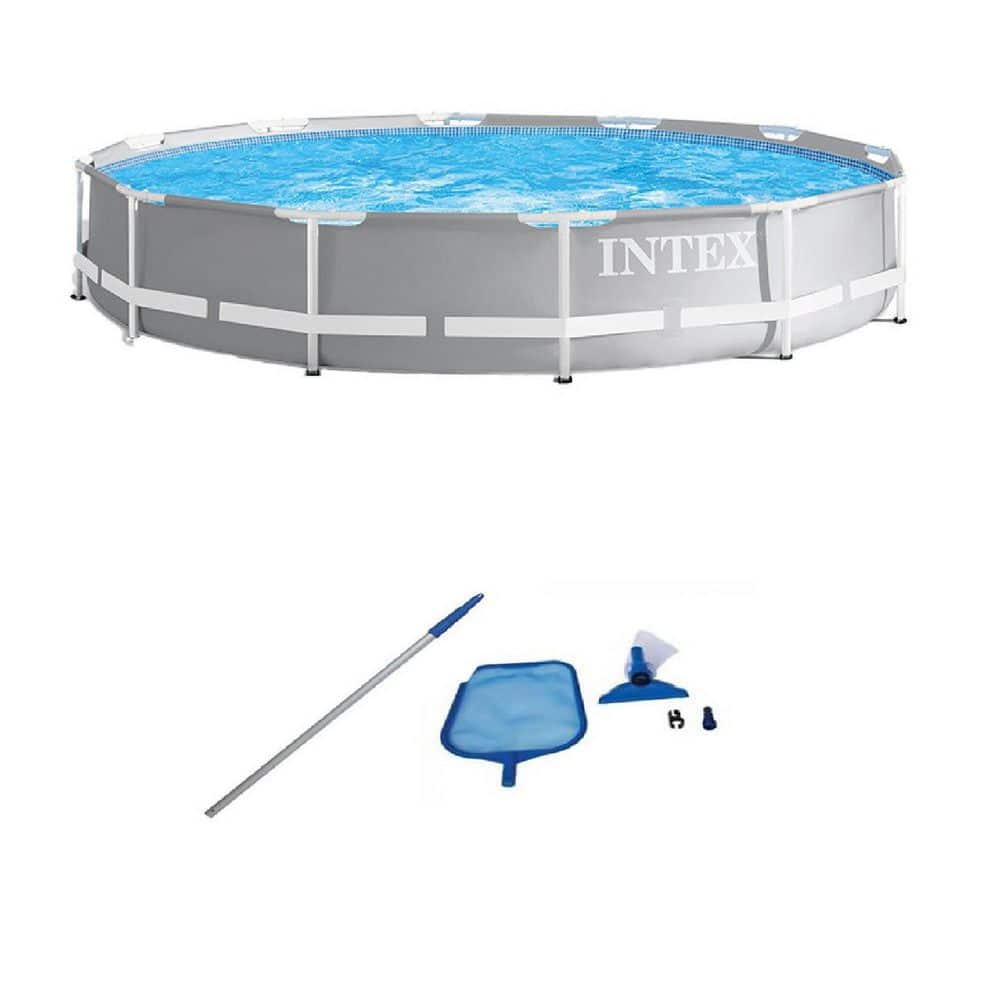Intex 12 ft. x 30 in. Prism Frame Above Ground Swimming Pool and ...