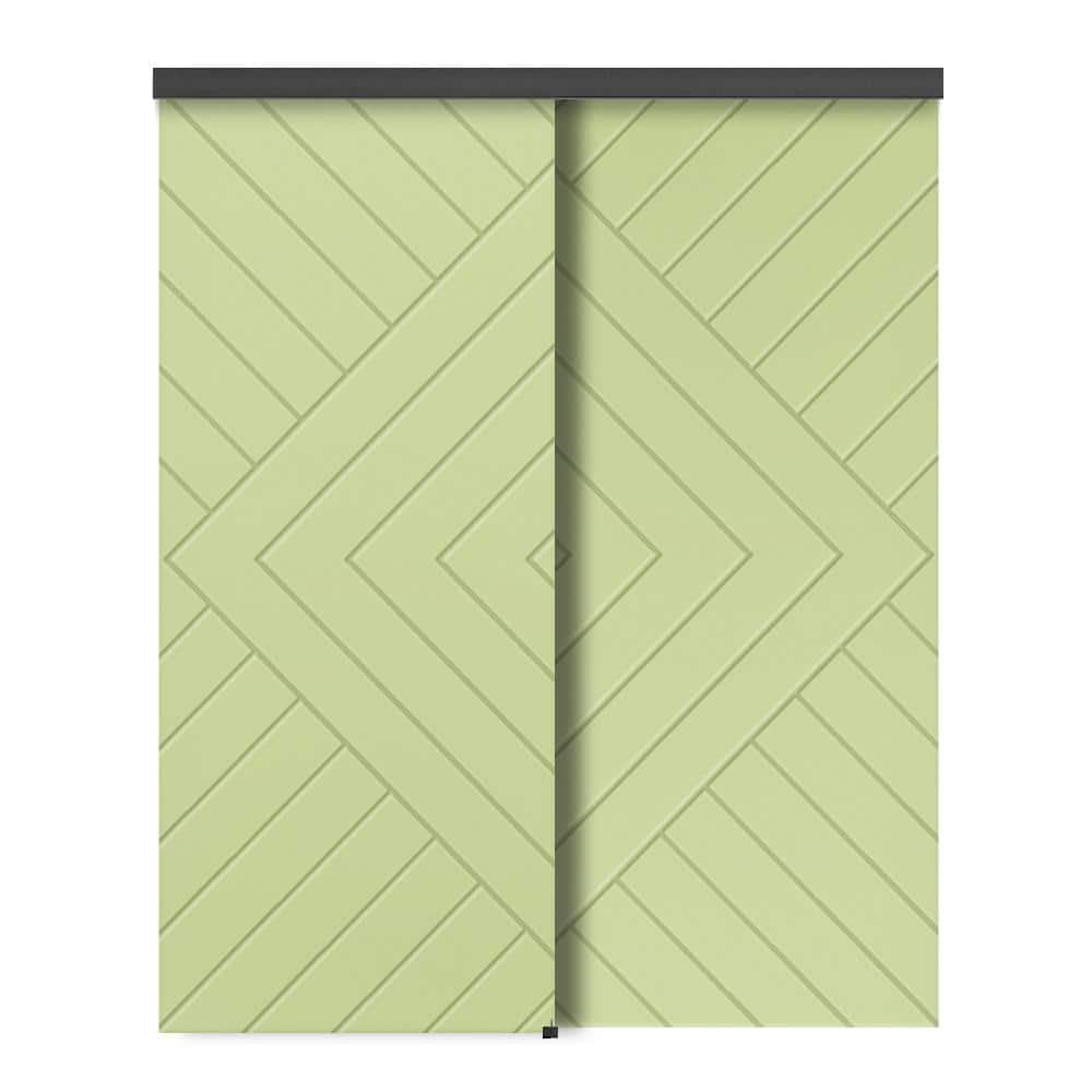 CALHOME 72 in. x 96 in. Hollow Core Sage Green Stained Composite MDF ...