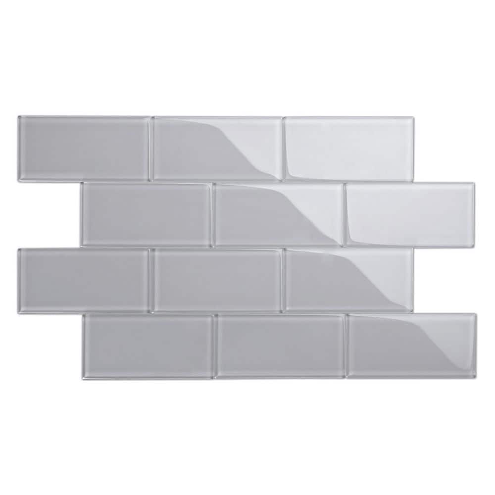 Giorbello Lavender Gray 3 in. x 6 in. x 8mm Glass Subway Wall Tile (5 ...