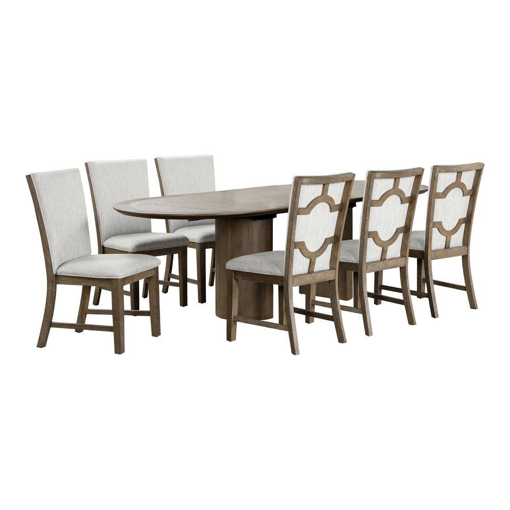 Furniture of America Garanie 7-Piece Oak Wood Top Dining Room Set ...