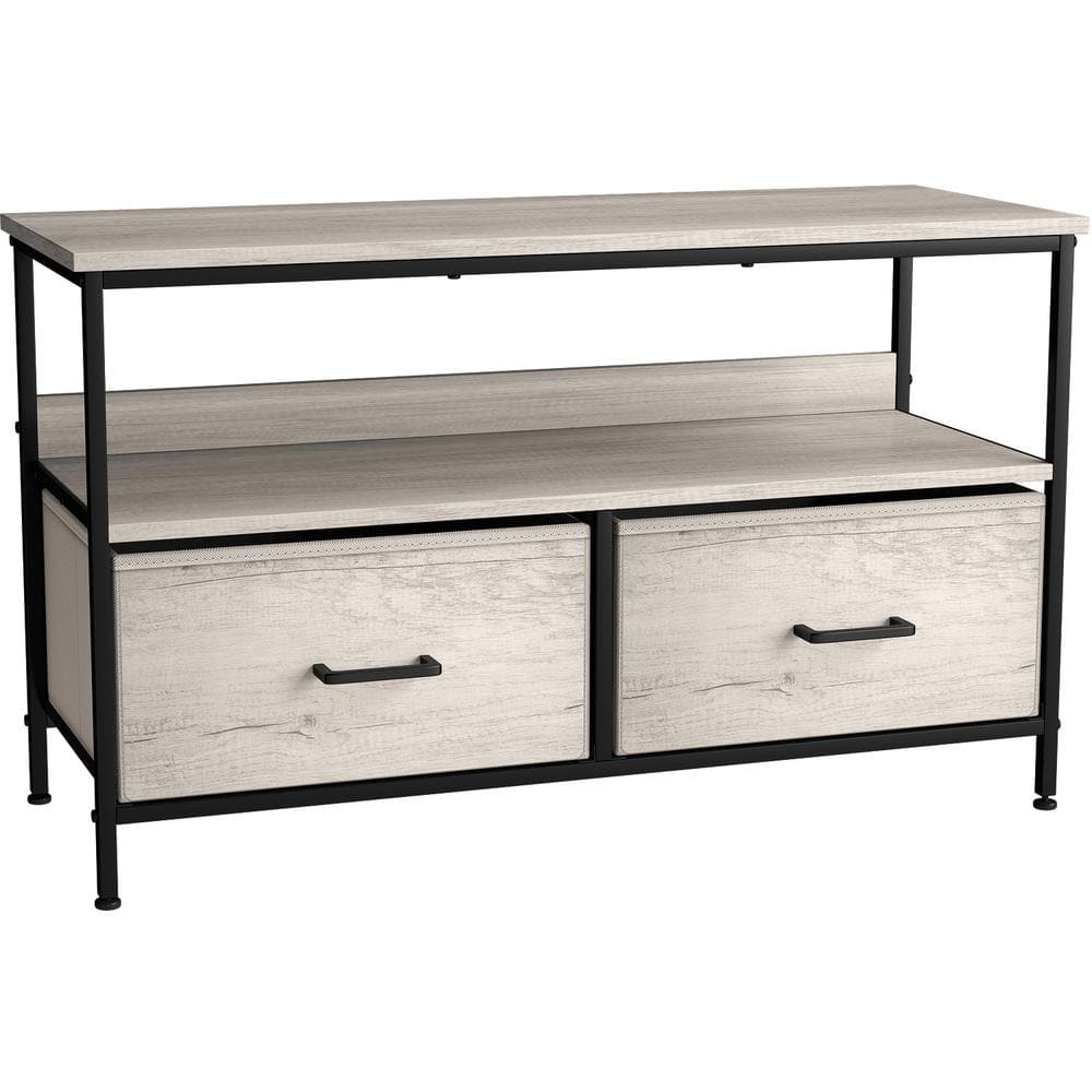 Sorbus 11 in. L x 22in. W x 38 in. H 2-Drawer Greige TV Stand Steel ...