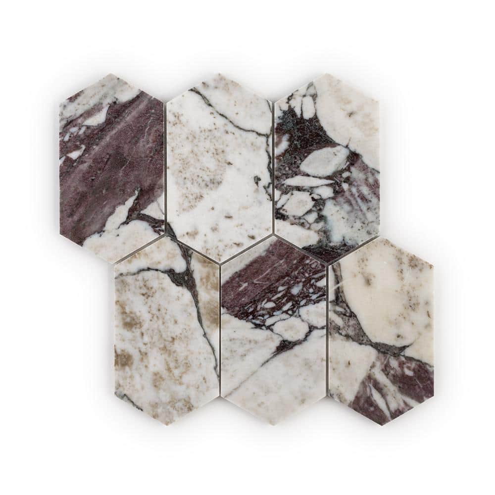 Jeffrey Court Fortress Calacatta Viola Multi 11.375 in. x 11.25 in ...