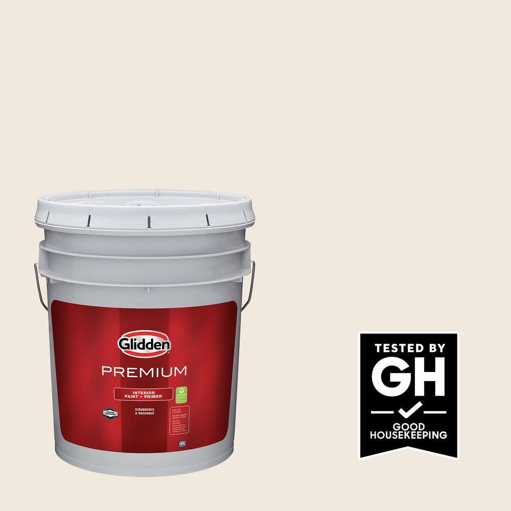 Glidden Premium 5 gal. PPG1202-1 Vanilla Tan Satin Interior Latex Paint ...