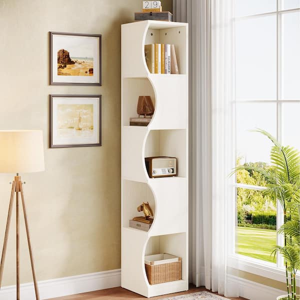 TRIBESIGNS WAY TO ORIGIN Fraley 67.3 in. Tall Beige Wood Modern Large 6 Tier Open Display Shelves Bookshelf Storage Rack Corner Bookcase Set 2 HD NY299 WZZX2 The Home Depot