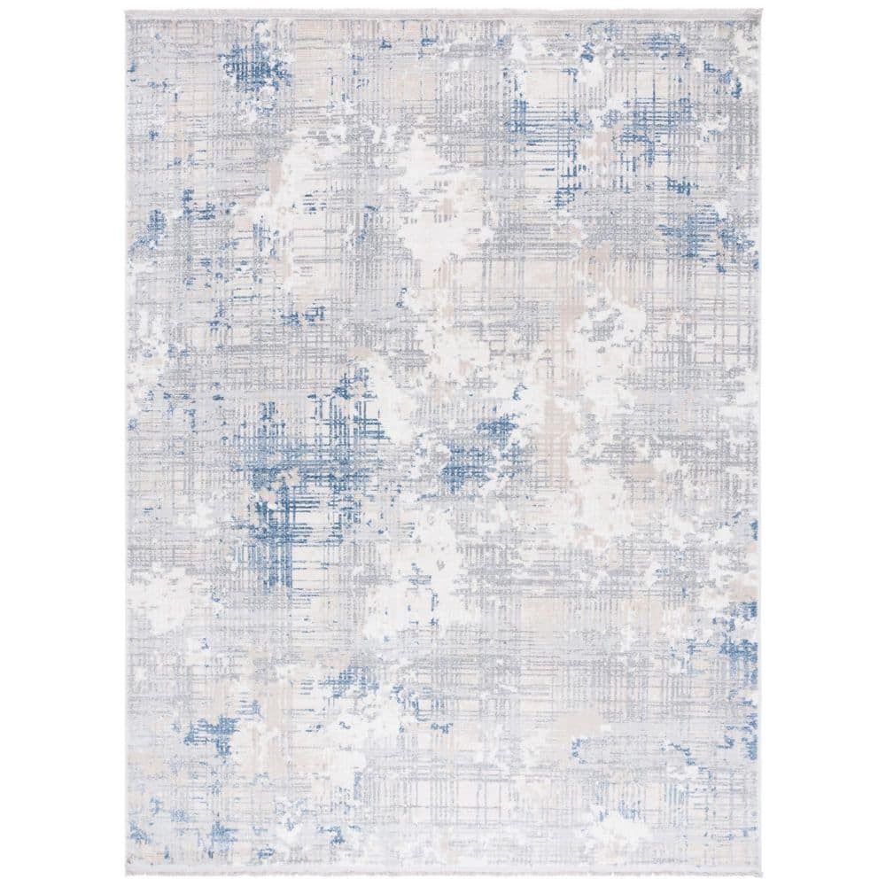 SAFAVIEH Whisper 8 ft. x 10 ft. Gray/Blue Ivory Distressed Marble Area ...