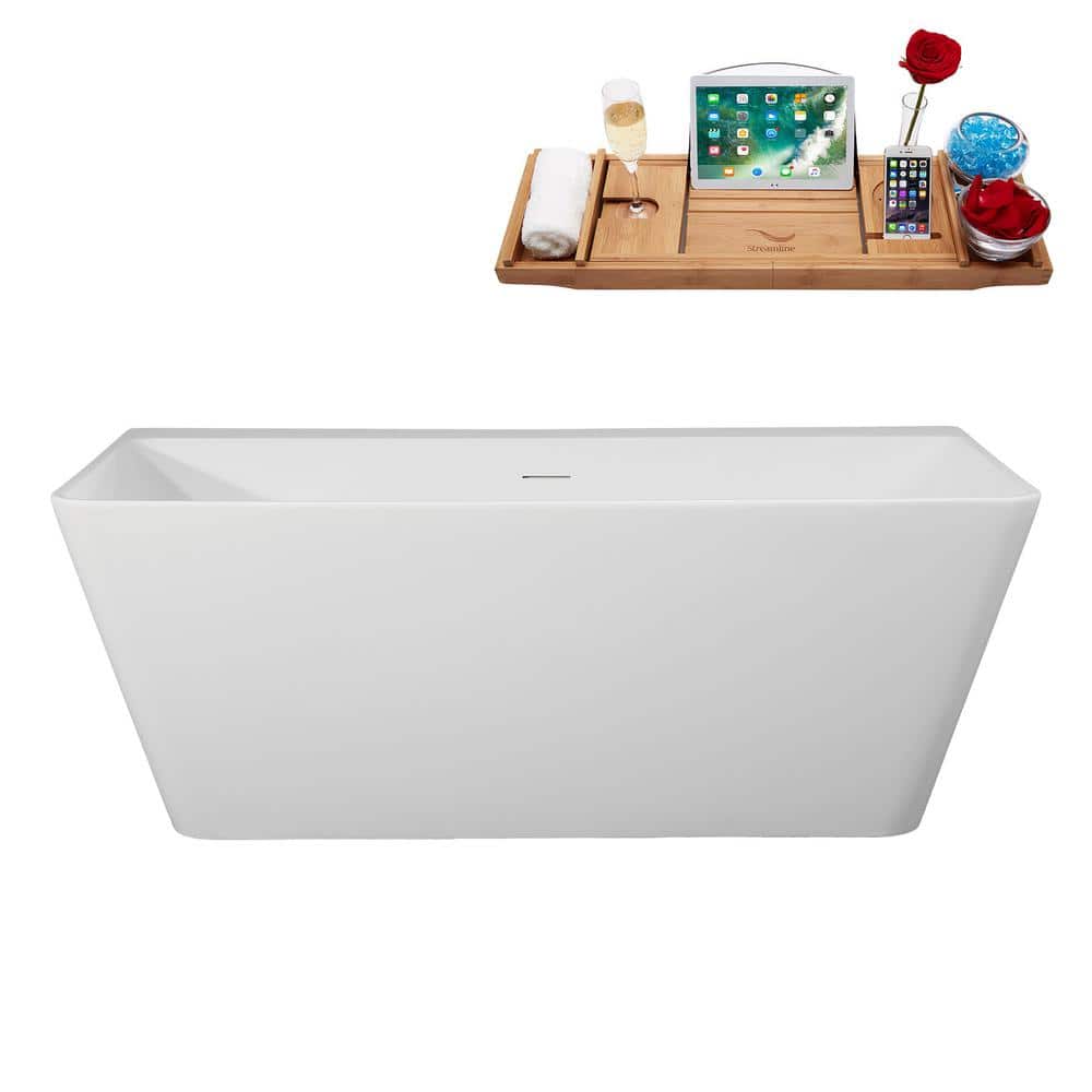 Streamline 59 in. x 30 in. Acrylic Freestanding Soaking Bathtub in ...