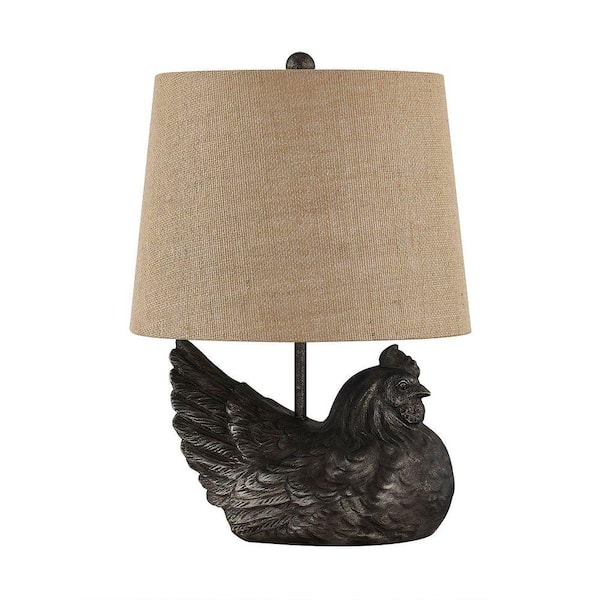 CRESTVIEW COLLECTION 18 in. Bronzed Novelty Table Lamp with Brown ...