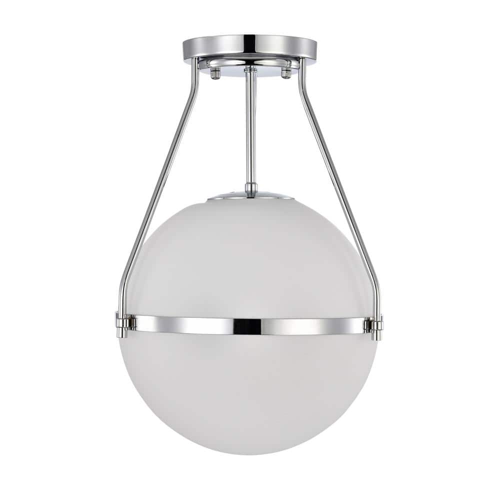 Warehouse of Tiffany Lomique 11.2 in. 1-Light Indoor Chrome Finish Semi ...