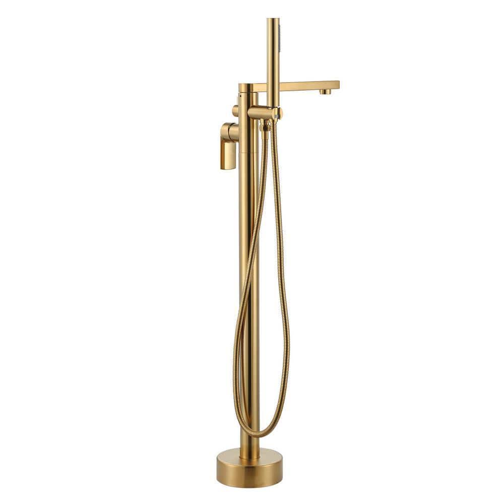 ALEASHA Single-Handle Freestanding Tub Faucet with Hand Shower in Gold ...