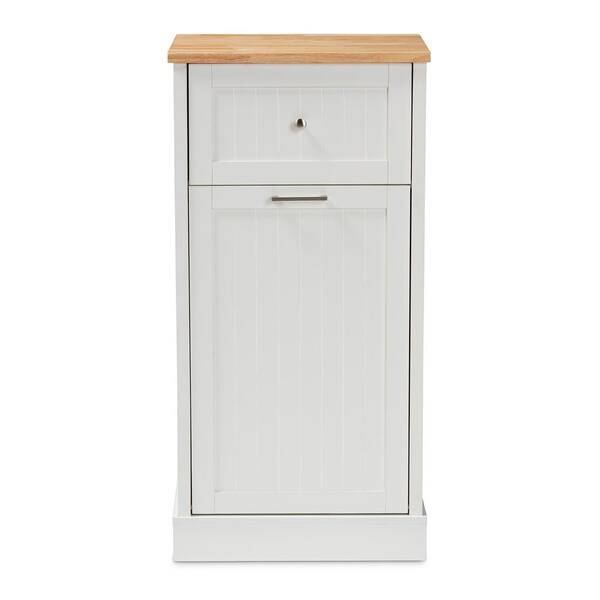 Baxton Studio Marcel White and Oak Brown Kitchen Cabinet 147-8320-HD