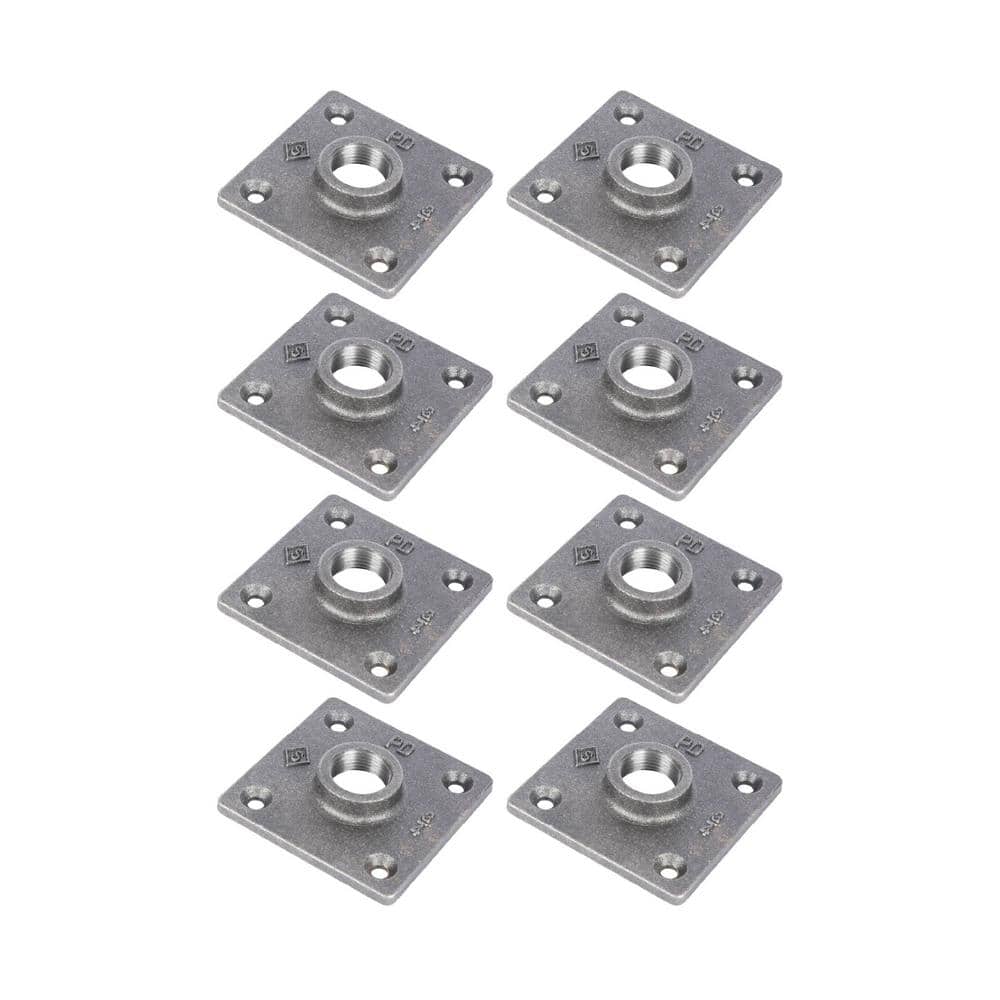 PIPE DECOR 3/4 in. Black Iron Square Flange Fitting (8-Pack) PDB SQFL ...