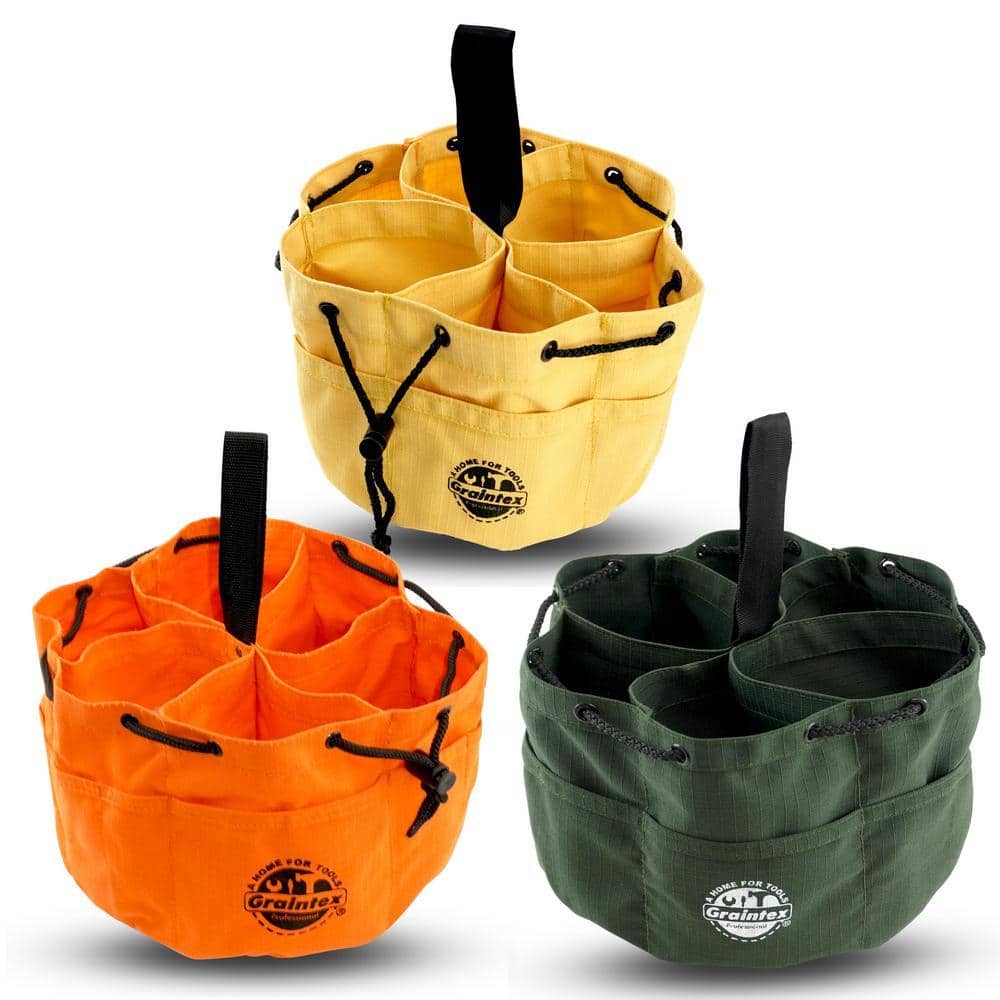 Graintex 10 in. 18-Pockets Grab Tool Bags with Drawstring Closure Set ...