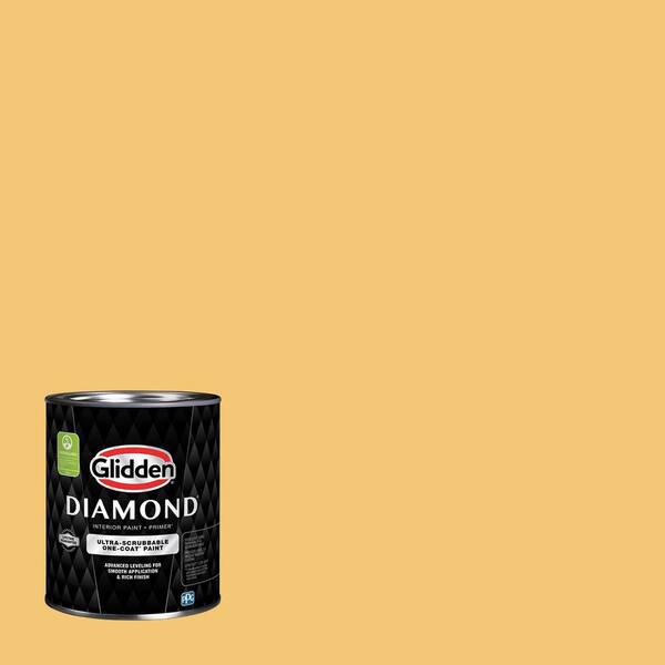 Glidden Diamond 1 qt. PPG1209-4 Yukon Gold Satin Interior Paint with ...