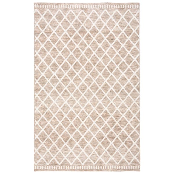 SAFAVIEH Easy Care Beige/Ivory 6 ft. x 9 ft. Machine Washable Diamond Marle Area Rug ECR116B-6 ...