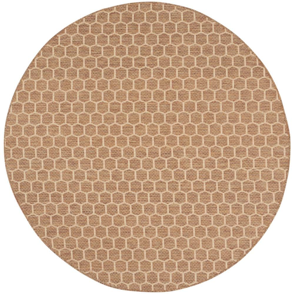 Nourison Reversible Indoor Outdoor Natural 8 ft. x 8 ft. Honeycomb ...