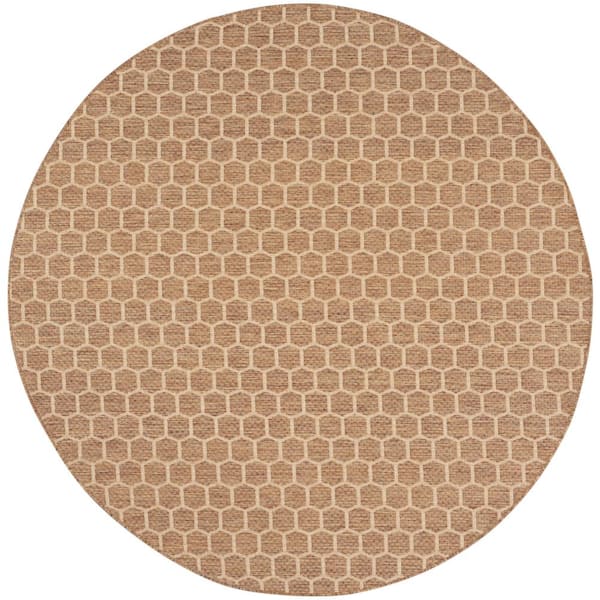 Nourison Reversible Indoor Outdoor Natural 8 ft. x 8 ft. Honeycomb ...