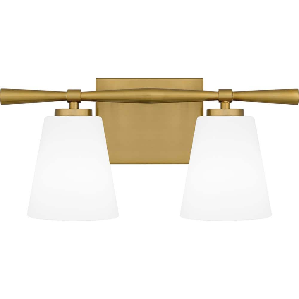 Quoizel Brindley 15.75 in. 2-Light Aged Brass Vanity Light BID8616AB - The Home Depot
