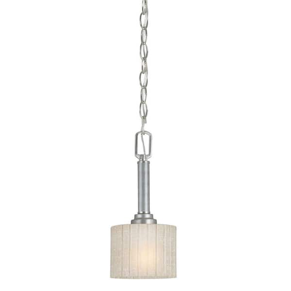 Forte Lighting 1-Light Brushed Nickel Mini Pendant with Umber Linen ...