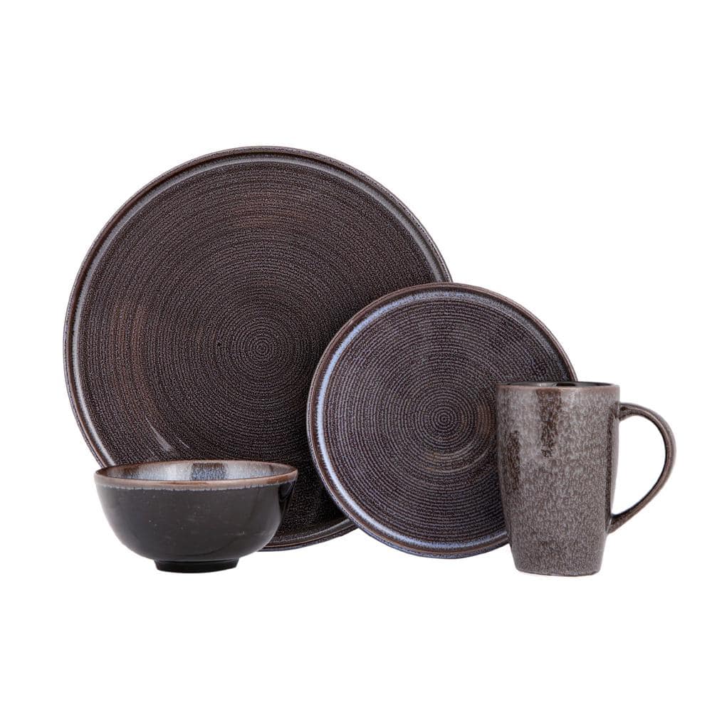 PORLAND Ethos Rock 4 Piece Porcelain Dinnerware Place Setting w/Mug ...