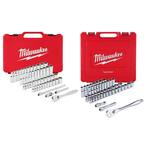 Milwaukee 1/4 in. Drive and 1/2 in. Drive SAE/Metric Ratchet and Socket Mechanics Tool Set (97 ...