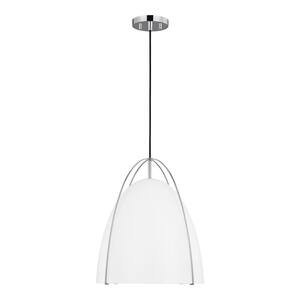 Generation Lighting Norman 1-Light Chrome Wall Sconce with Matte White ...