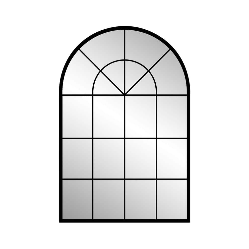 31.50 in. W x 45.67 in. H Arched Black Window Frame Decoration Wall ...