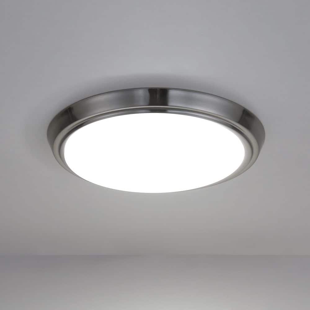 Pia Ricco 12.99 in. Brushed Nickel Selectable LED CCT Color Changing ...