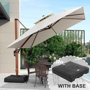 PURPLE LEAF 12 ft. Square WindProof High-Quality Wood Pattern Aluminum ...