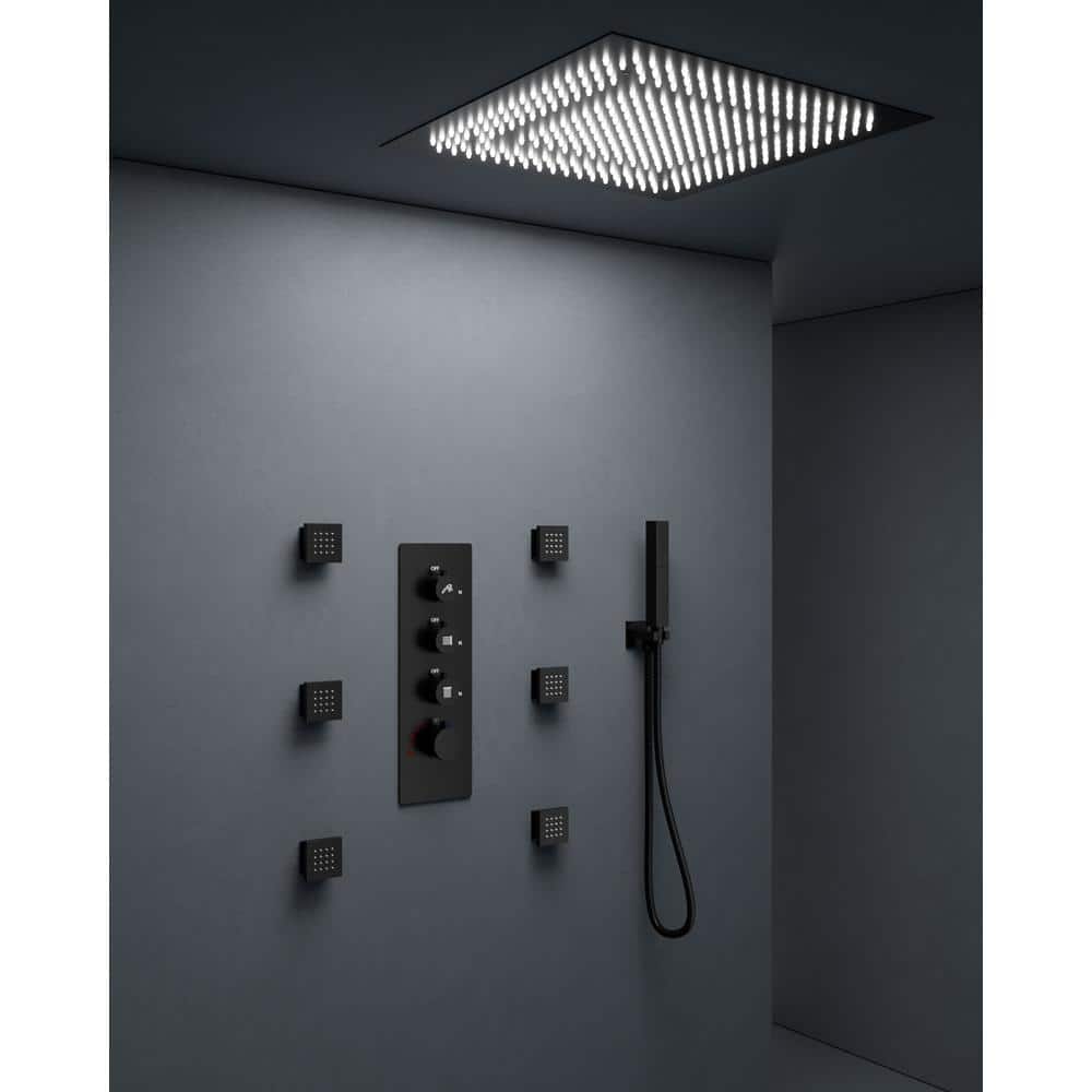 Cranach Thermostatic 7 Spray 20 In Ceiling Mount Squre Led Mood