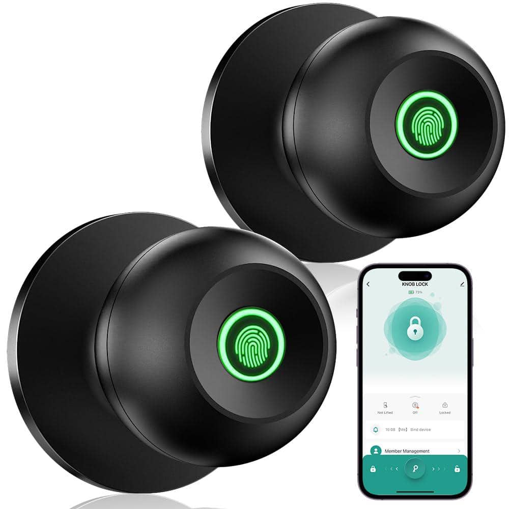 Lukyamzn Smart Biometric Fingerprint Doorknob in Polished Black ...