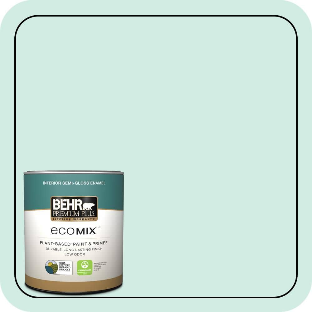 BEHR PREMIUM PLUS 1 qt. Home Decorators #HDC-MD-19 Soft Mint Semi-Gloss ...