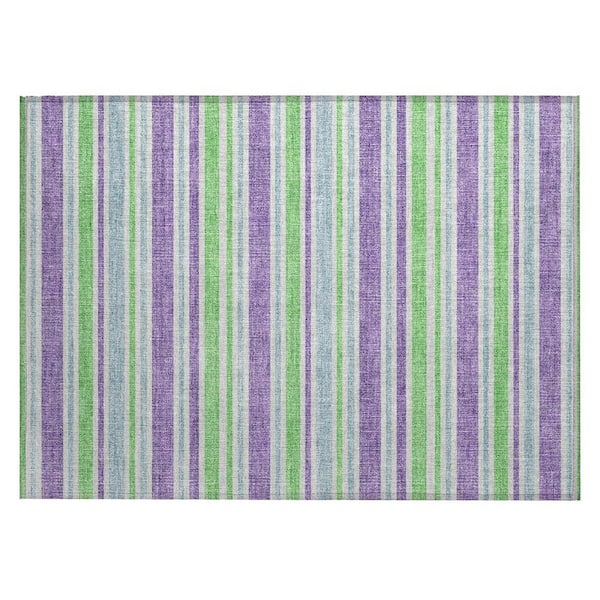 HomeRoots Lime Green 2 ft. x 3 ft. Woven Striped Polyester Rectangle ...