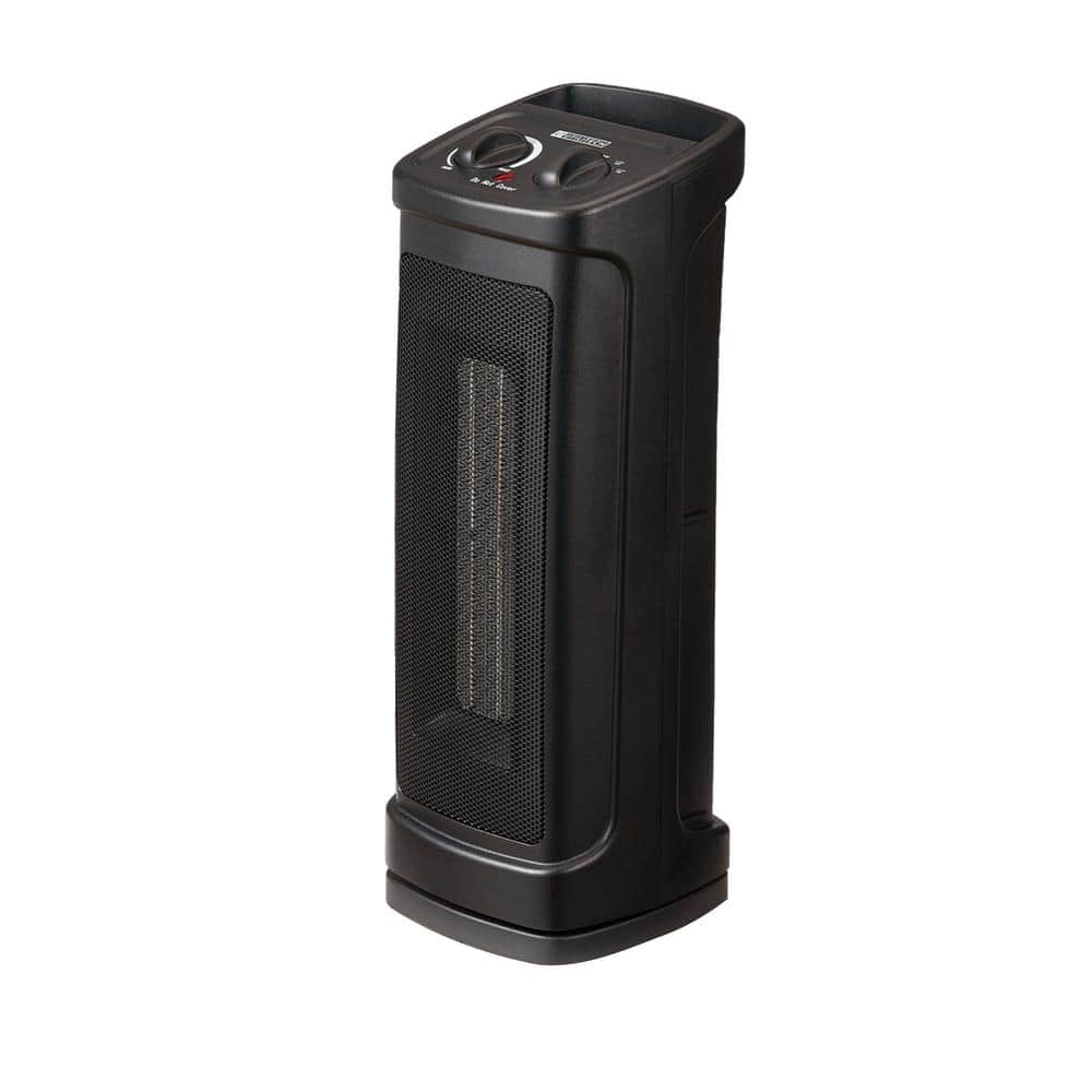 Amucolo 17.09 in. 1500 W Black Portable Electric Tower Ceramic Space ...