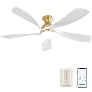 CACI Mall 52 in. Smart Indoor Dimmable LED Gold Ceiling Fan with Light ...