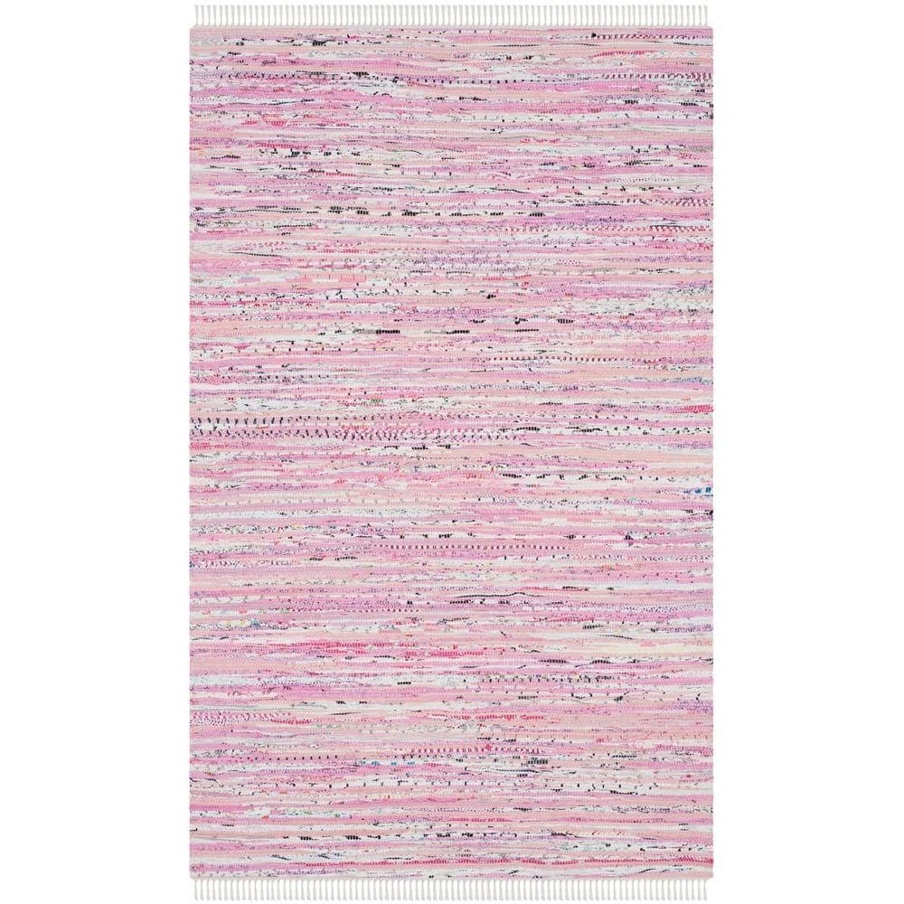 SAFAVIEH Rag Rug Light Pink/Multi 4 ft. x 6 ft. Striped Area Rug ...