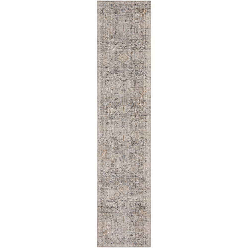 Nourison Nyle Ivory Taupe 2 ft. x 8 ft. Vintage Persian Kitchen Runner ...