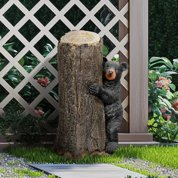 Watnature Outdoor Garden Statues - 11.4"x 13.3"x 21.6" Concrete Black ...