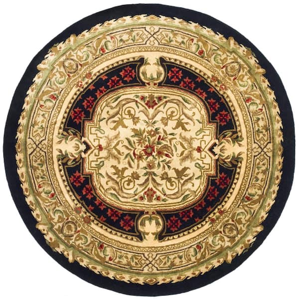 SAFAVIEH Classic Black 6 ft. x 6 ft. Round Border Area Rug CL755B-6R