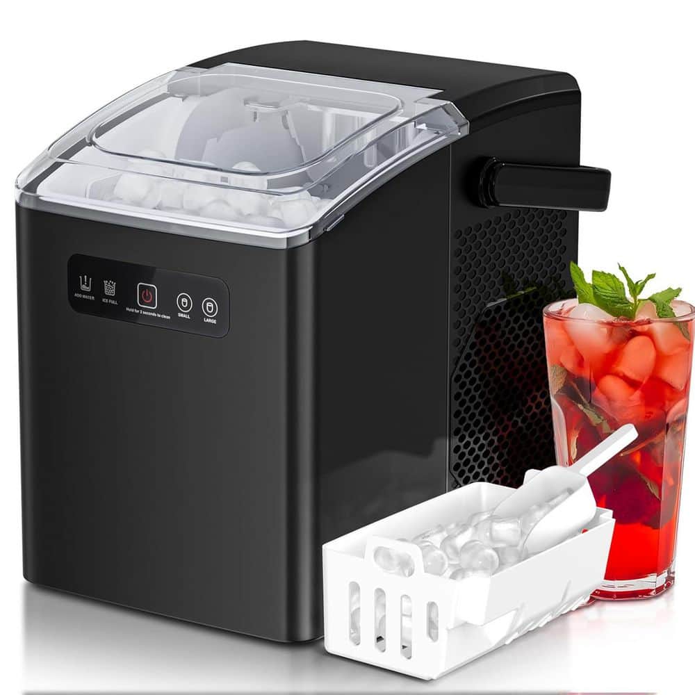 COWSAR 8.07 in. 26 lb. Bullet Ice Counter Top Portable Ice Maker, Black ...