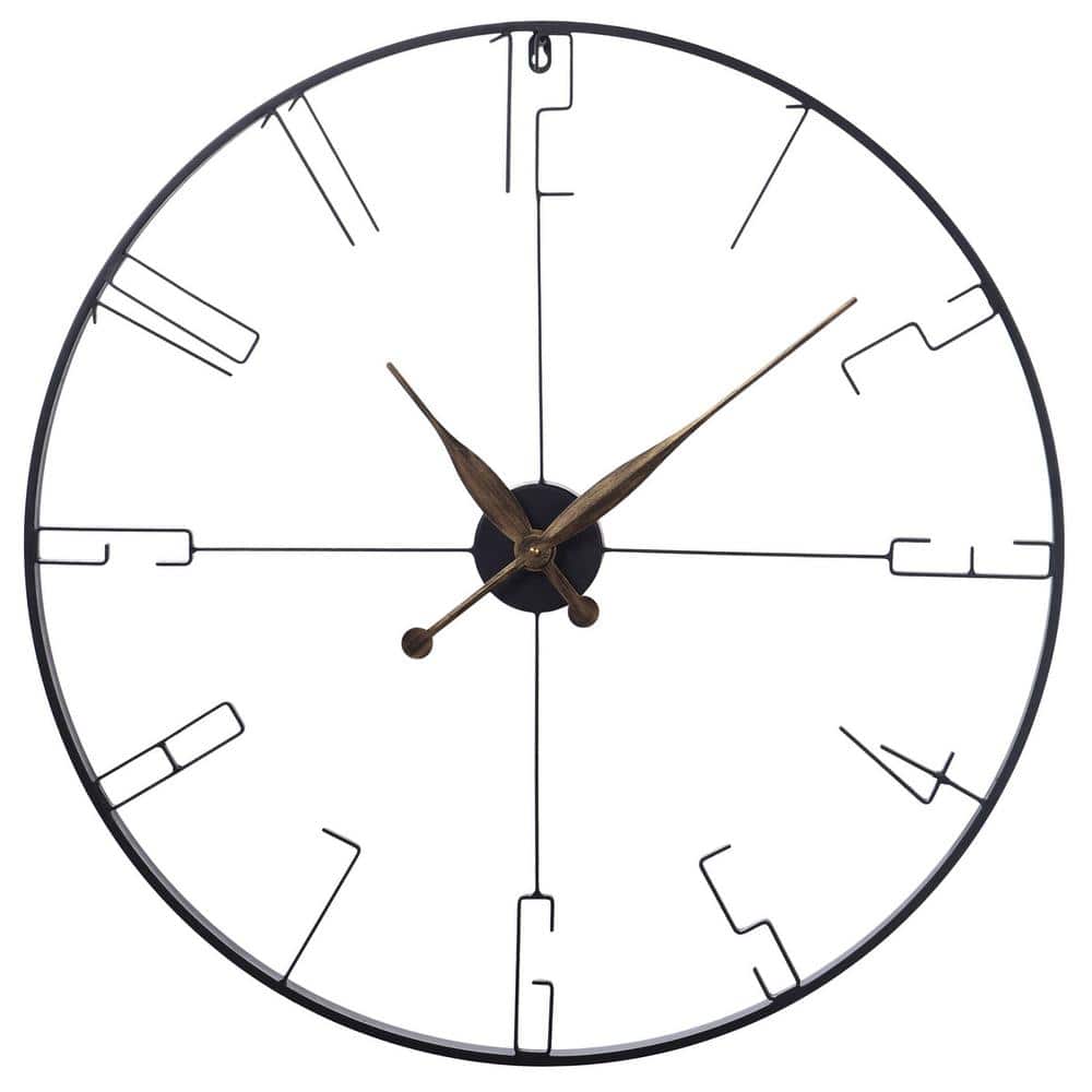 StyleCraft Black Analog Metal Wall Clock DW74832DS - The Home Depot