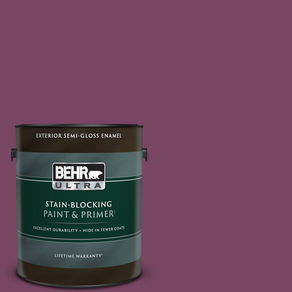 BEHR ULTRA 1 gal. #690B-7 Plum Jam Semi-Gloss Enamel Exterior Paint ...