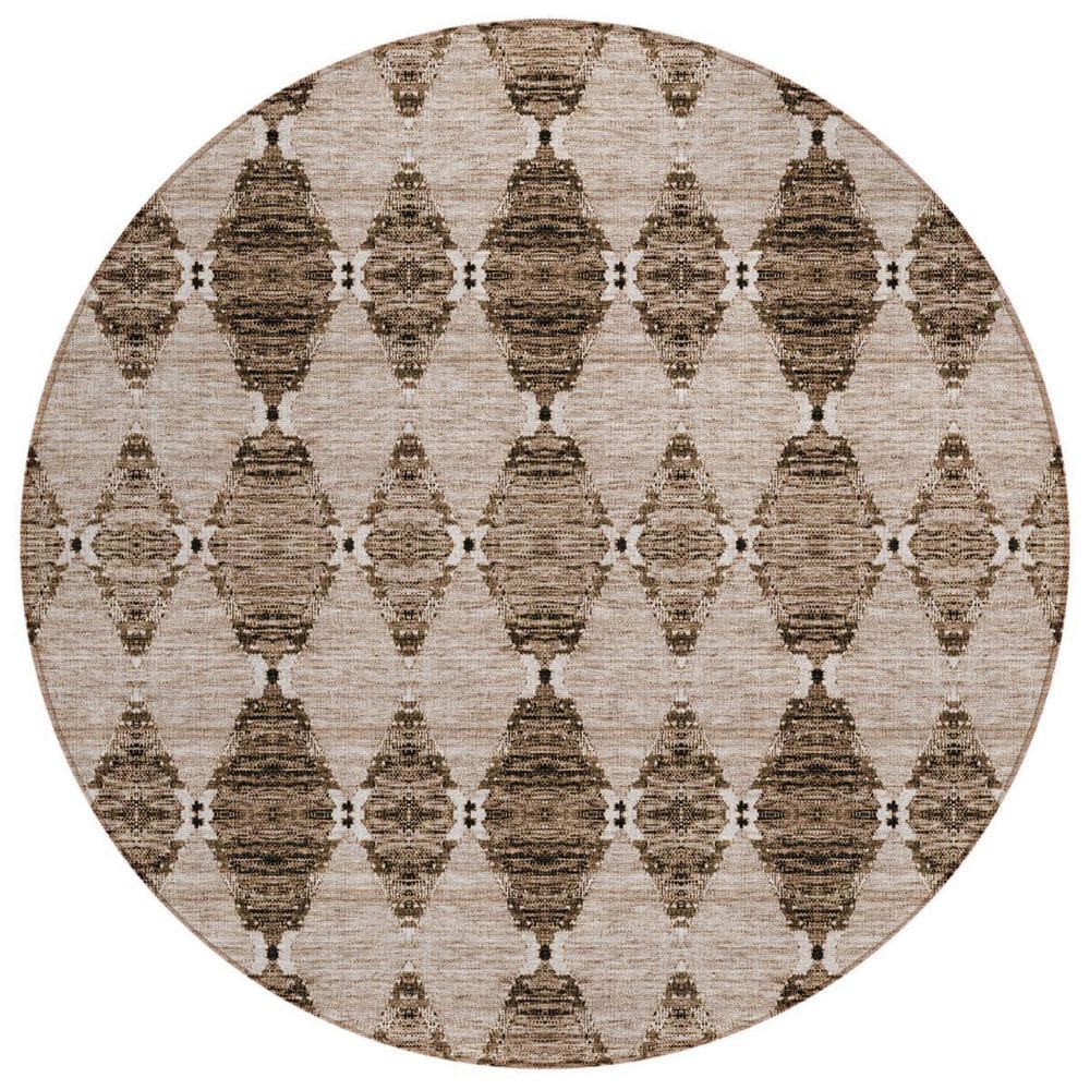 HomeRoots Brown, Chocolate 8 ft. Round Woven Moroccan Polyester Round ...