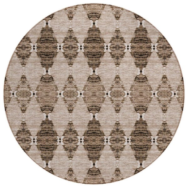 HomeRoots Brown, Chocolate 8 ft. Round Woven Moroccan Polyester Round ...