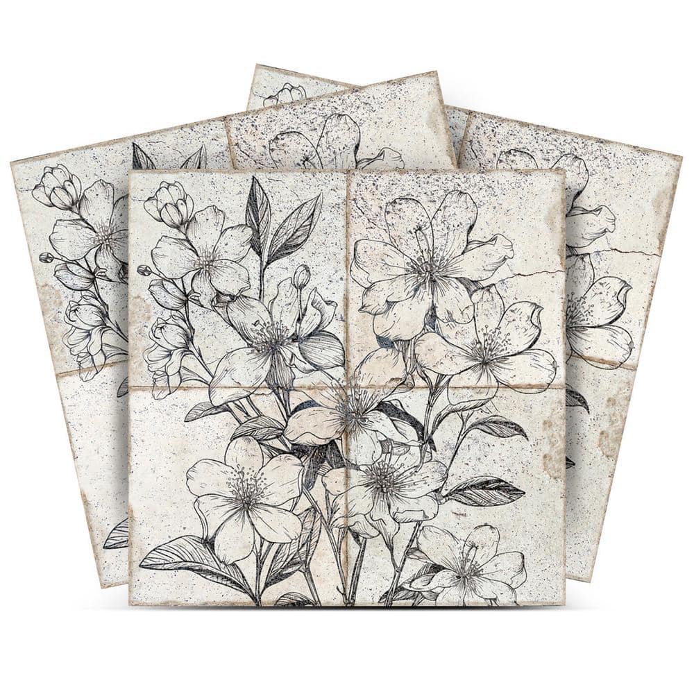 MI ALMA Gray and White R58 7 in. x 7 in. Vinyl Peel and Stick Tile (24 ...